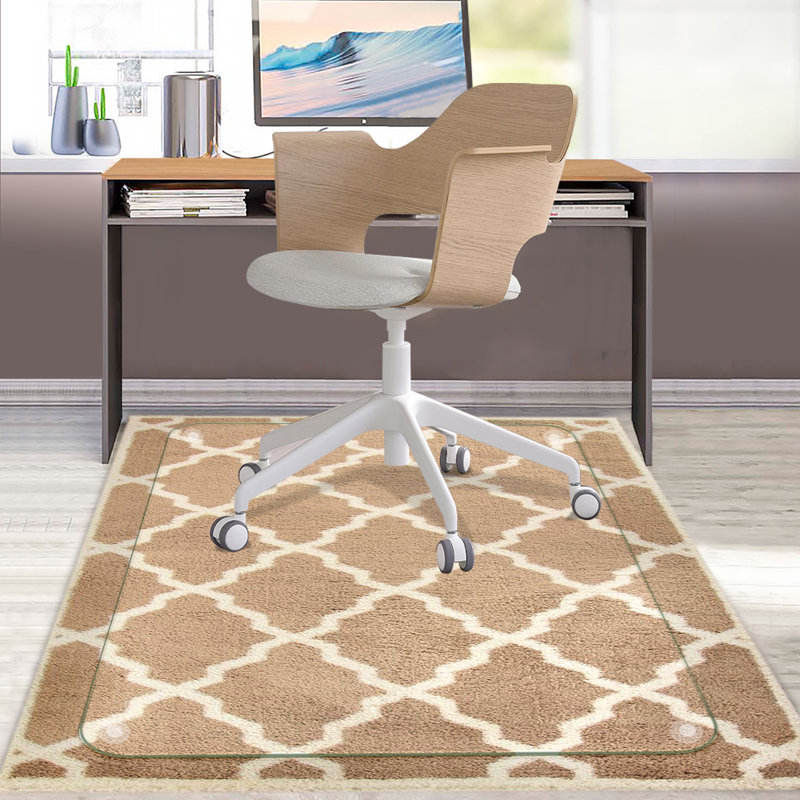 Rose Home Fashion Tempered Glass Chair Mat Office Chair Mats for Carpet & Hardwood Floor Desk ...